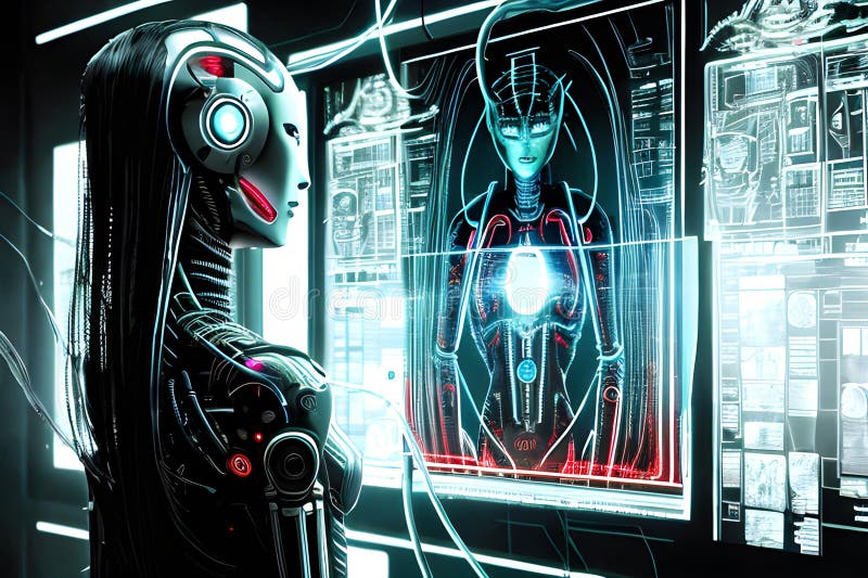 Virtual Reality and Android Illustration Stock Illustration ...