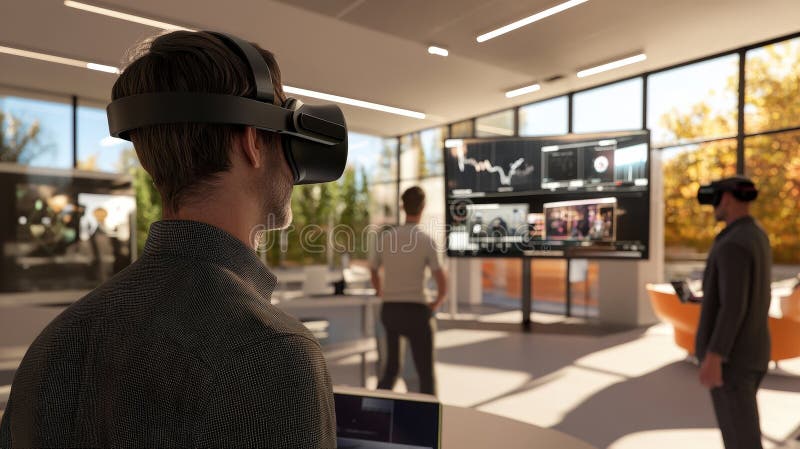 Virtual Reality Application in Modern Workspace Stock Photo - Image of ...