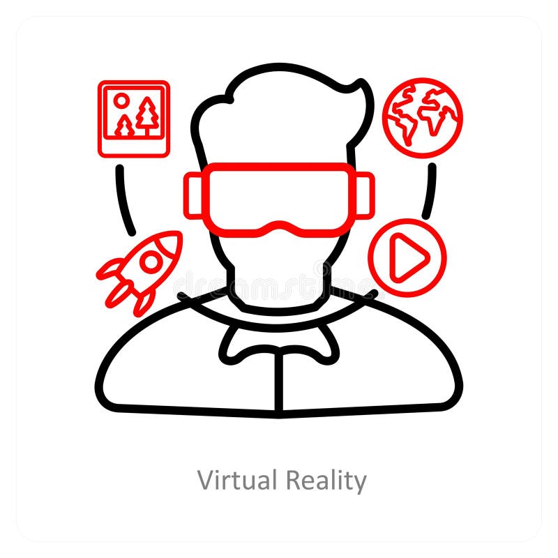 Virtual Reality and Augmented Icon Concept Stock Illustration ...