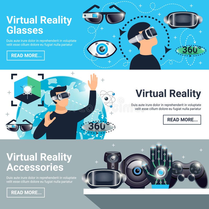 Virtual Reality Banner Set stock vector. Illustration of layout - 210883979