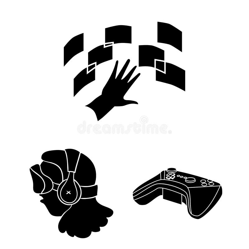 A Virtual Reality Black Icons in Set Collection for Design. Modern ...