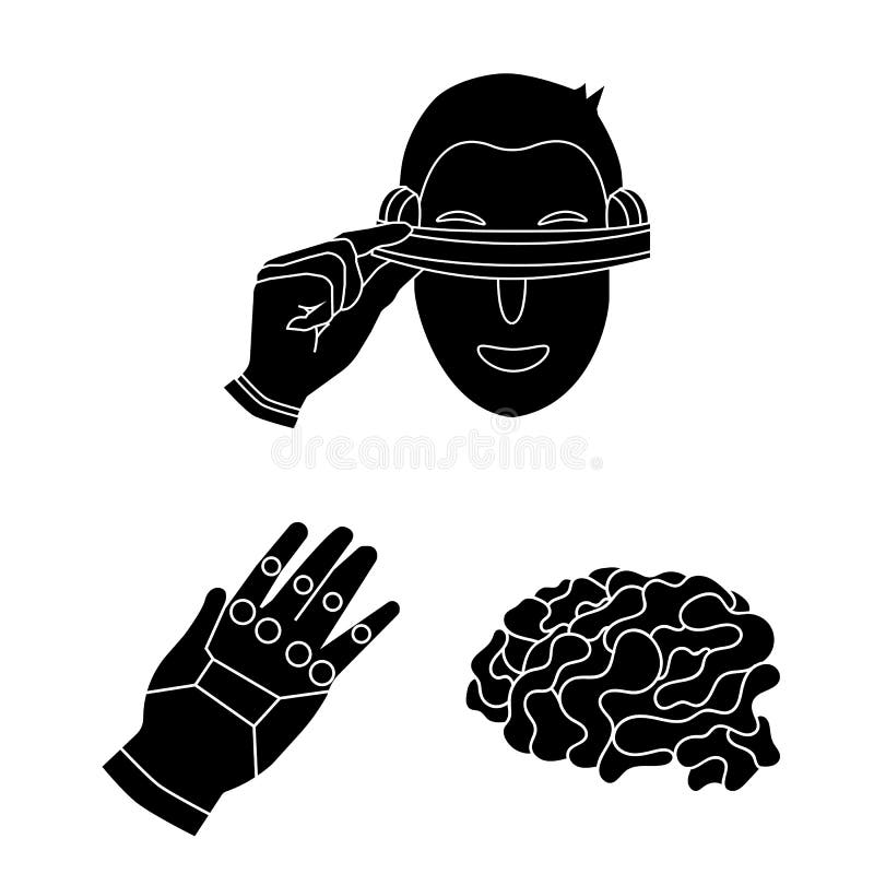A Virtual Reality Black Icons in Set Collection for Design. Modern ...