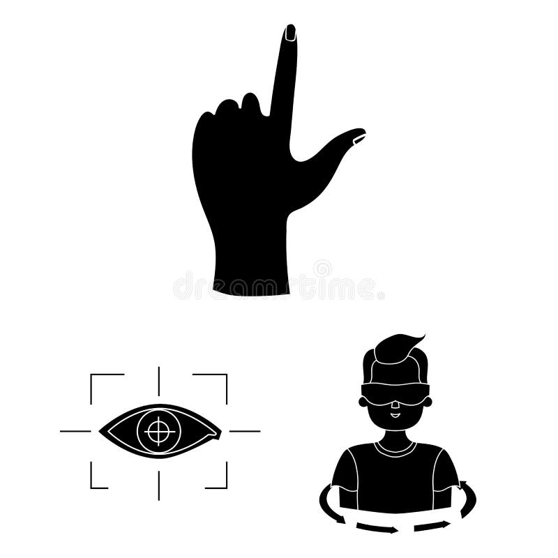 A Virtual Reality Black Icons in Set Collection for Design. Modern ...