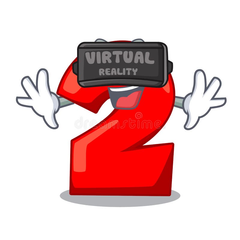 Virtual Reality Cartoon Cake Birthday Candle Number Two Stock Vector ...