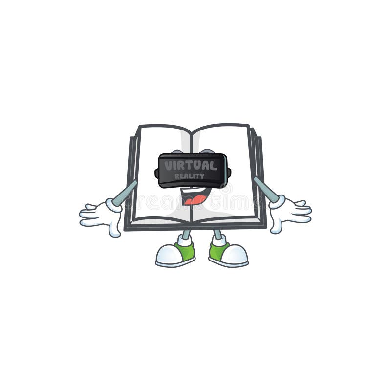 Virtual Reality Cartoon Open Book with Cartoon Shape Stock Vector ...