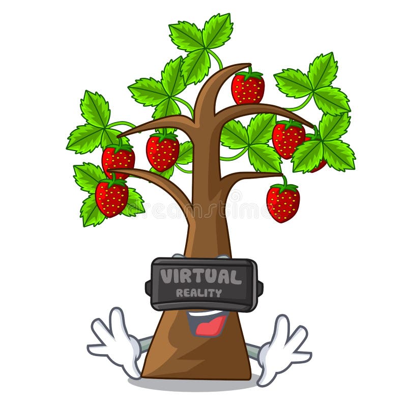 Virtual Reality Cartoon Strawberry Trees Grow on Soil Stock Vector ...