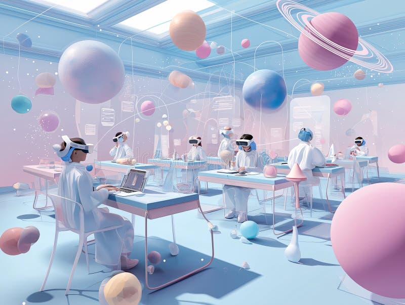 Virtual Reality Classroom: Students Exploring Immersive Education Stock ...