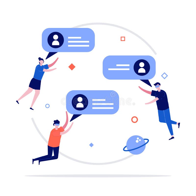 Virtual Reality Communication Vector Illustration Concept with ...