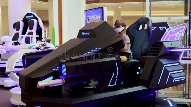 Virtual Reality Computer Games Attraction Stock Footage - Video of ...