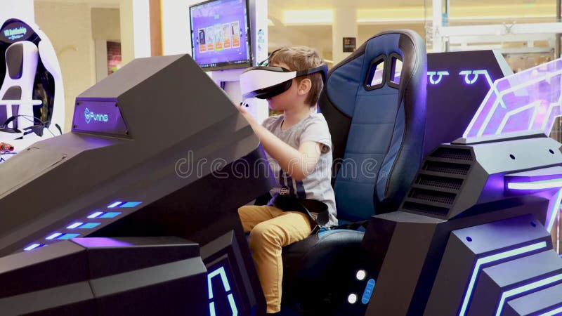 Virtual Reality Computer Games Attraction Stock Footage - Video of ...