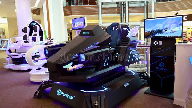 Virtual Reality Computer Games Attraction Stock Video - Video of ...