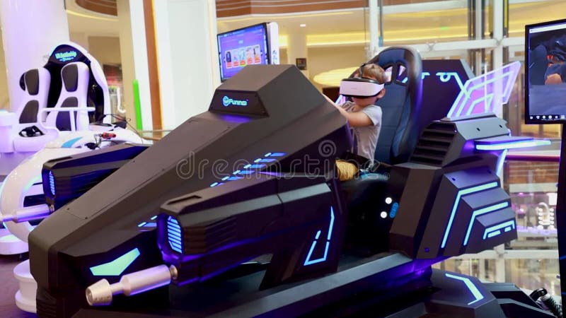 Virtual Reality Computer Games Attraction Stock Footage - Video of ...