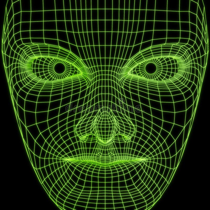 Virtual Reality Concept. Artificial Intelligence. the Human Face of ...