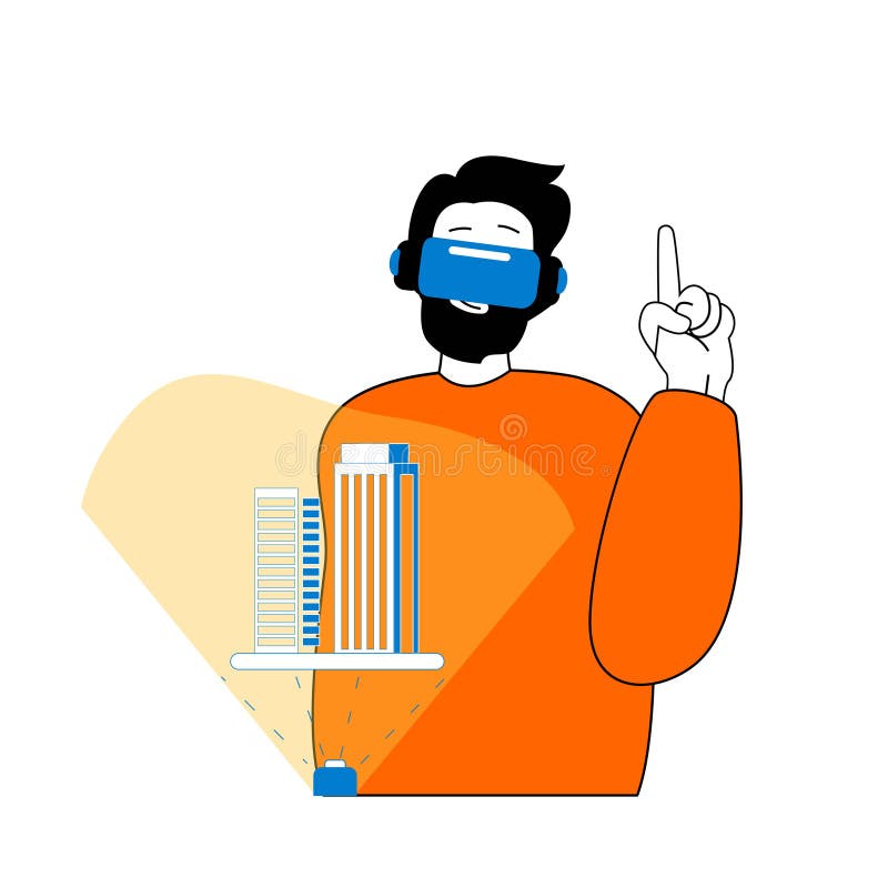 Virtual Reality Concept with Cartoon People in Flat Design for Web ...