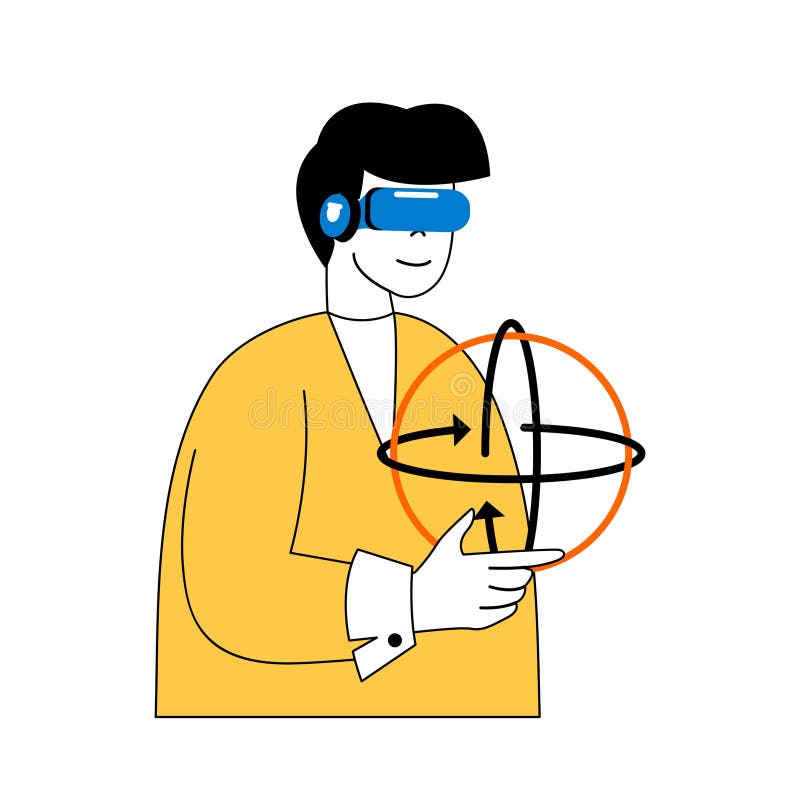 Virtual Reality Concept with Cartoon People in Flat Design for Web ...