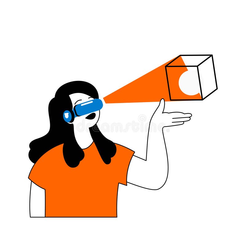 Virtual Reality Concept with Cartoon People in Flat Design for Web ...