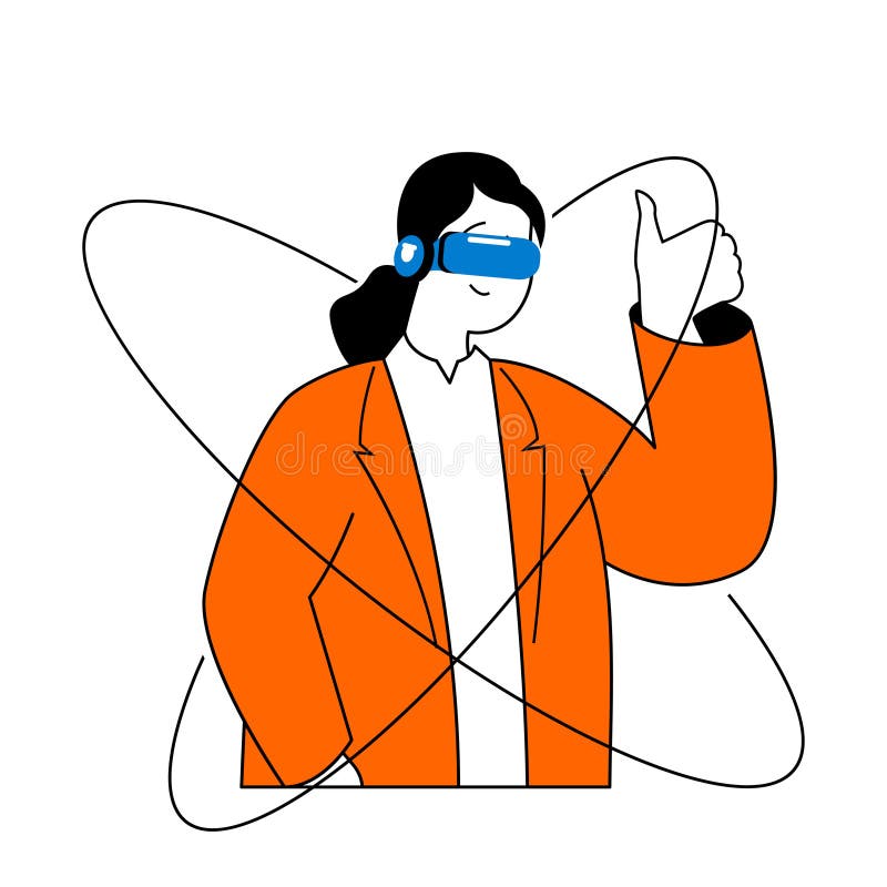 Virtual Reality Concept with Cartoon People in Flat Design for Web ...