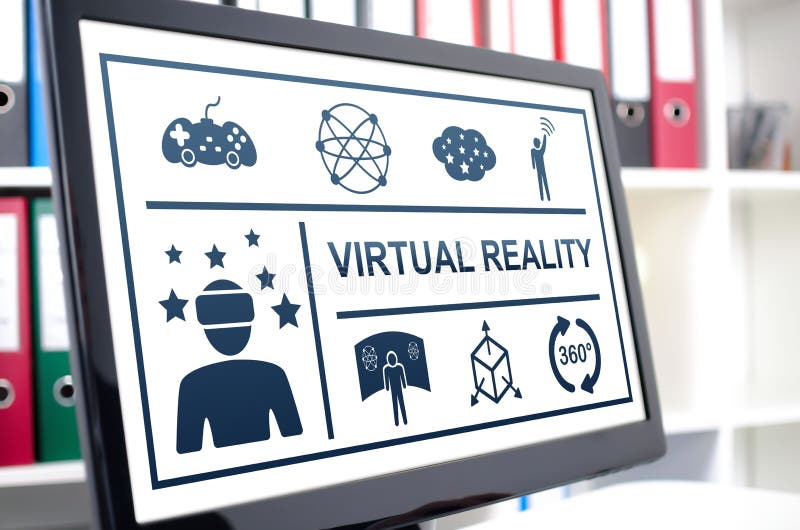 Virtual Reality Concept on a Computer Screen Stock Illustration ...