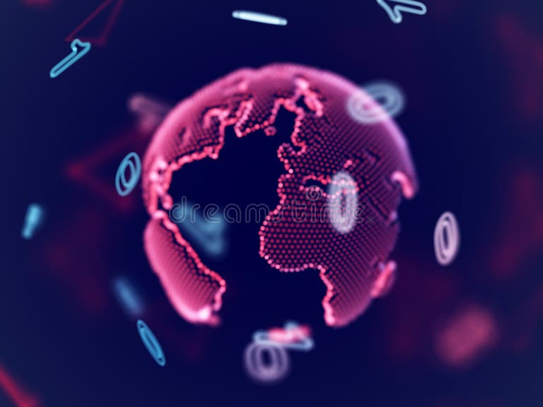 Virtual Reality Concept: Digital Planet Earth in Binary Code. Stock ...