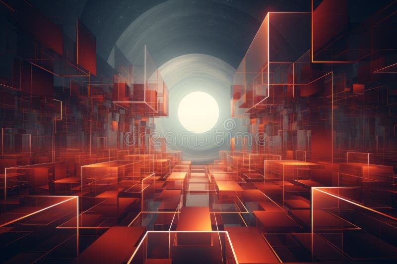 Virtual Reality Concept with Geometric Shapes Stock Illustration ...