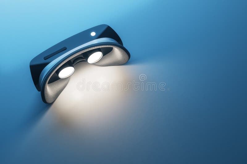 Virtual Reality Concept with Glow Inside VR Helmet on Abstract Blue ...