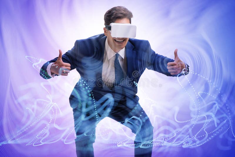 Virtual Reality Concept with Man and VR Goggles Stock Photo - Image of ...