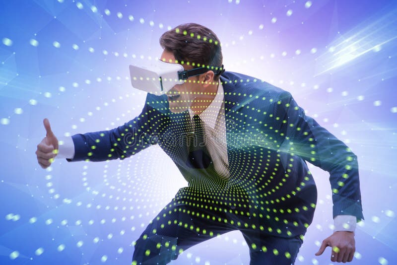 Virtual Reality Concept with Man and VR Goggles Stock Image - Image of ...