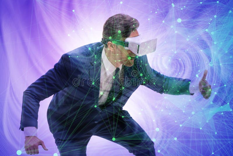 Virtual Reality Concept with Man and VR Goggles Stock Image - Image of ...