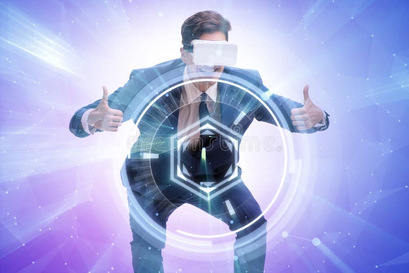 Virtual Reality Concept with Man and VR Goggles Stock Image - Image of ...