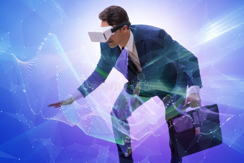 Virtual Reality Concept with Man and VR Goggles Stock Image - Image of ...