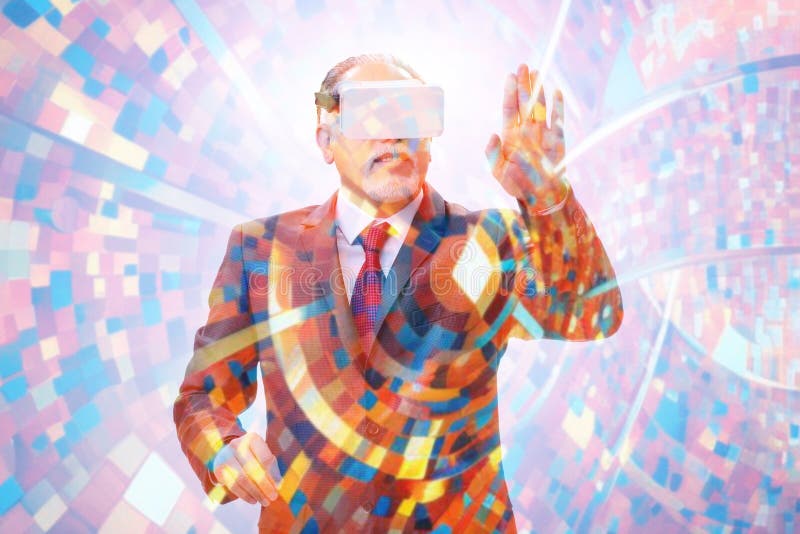 Virtual Reality Concept with Man and VR Goggles Stock Image - Image of ...