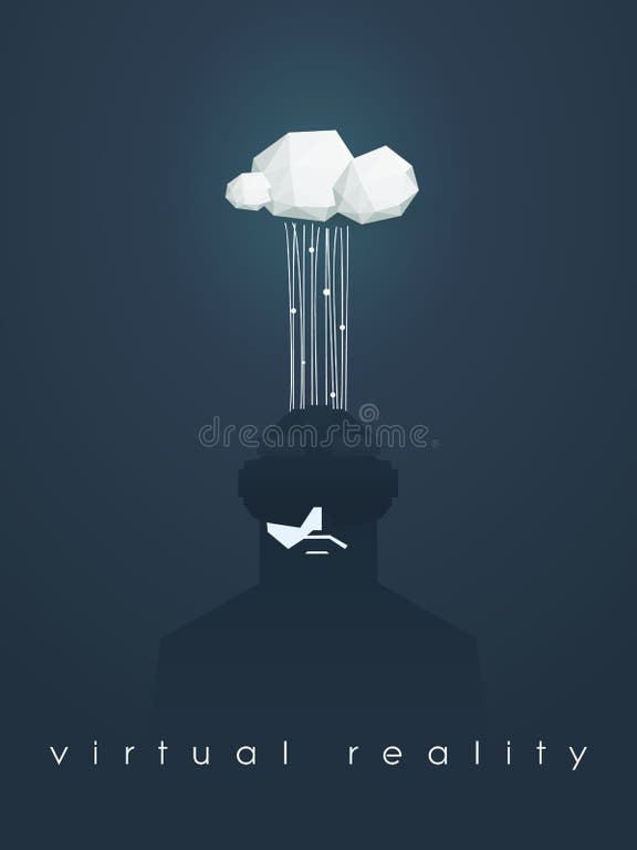 Virtual Reality Concept Vector Illustration with Man and Headset. Data ...