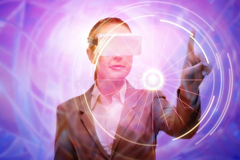 Virtual Reality Concept with Woman and VR Goggles Stock Photo - Image ...