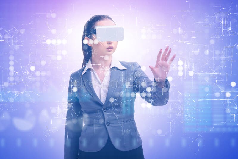 Virtual Reality Concept with Woman and VR Goggles Stock Photo - Image ...