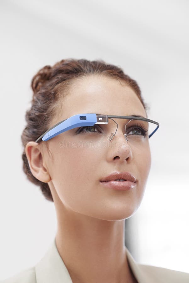 Virtual Reality, Connection and Businesswoman with Smart Glasses for ...