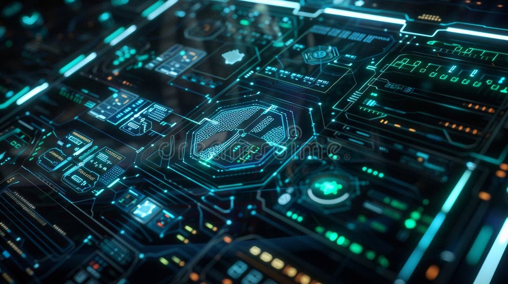 Virtual Reality Control Center. Futuristic Holographic Interface ...