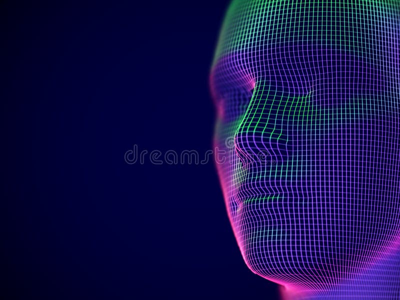 Virtual Reality or Cyberspace Concept: Model of Male Face. Stock Vector ...