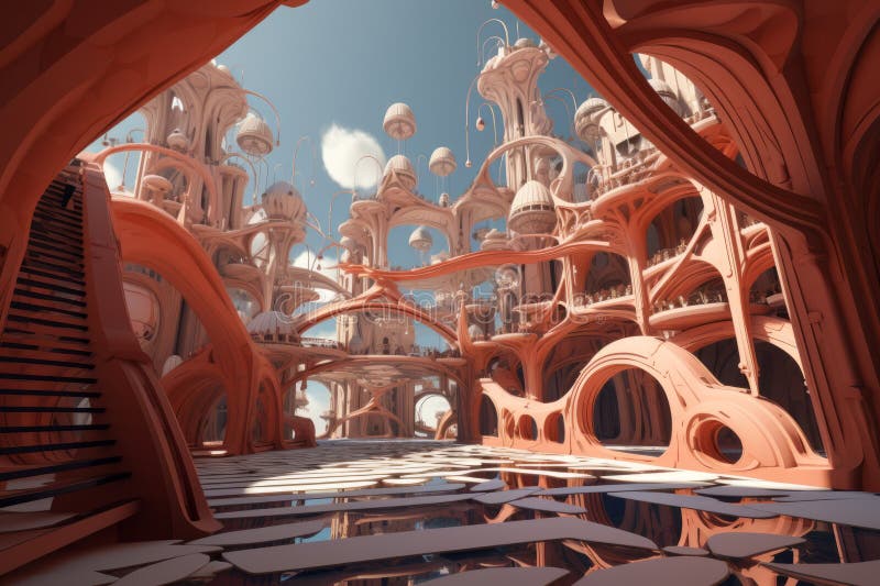 Virtual Reality 3D Surreal Environment Stock Illustration ...