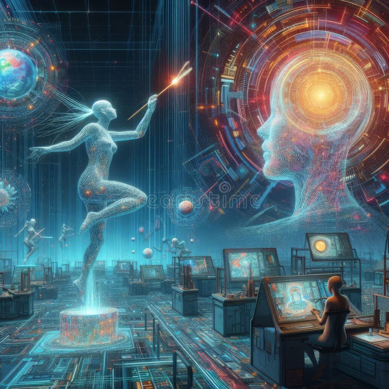 Virtual Reality Dance Performance in Cybernetic Space Stock ...