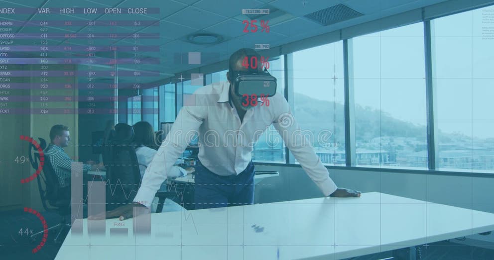 Virtual Reality Data Analysis Image Over Business People in Modern ...