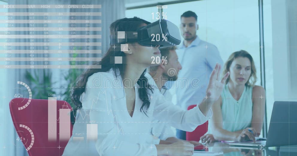 Virtual Reality Data Visualization Image Over Business Meeting in ...