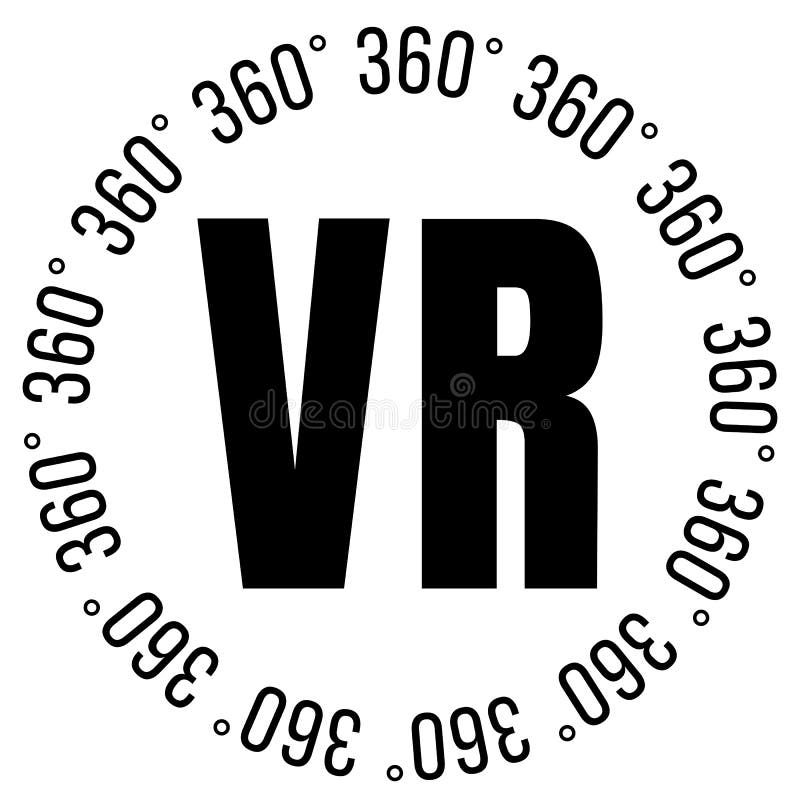 Virtual Reality 360 Degrees VR Round Icon 360 Text Illustration Vector ...