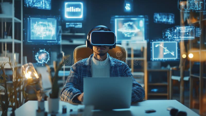 A Virtual Reality Designer in a Modern Studio Creates Immersive ...