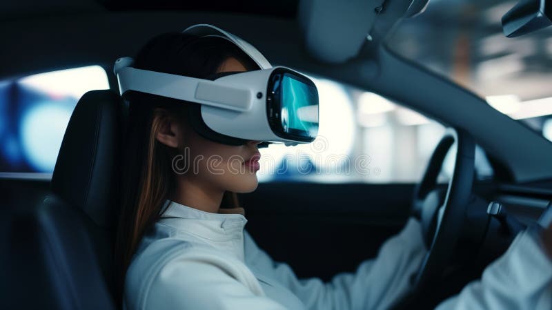 A Futuristic Car is Driving Down a Highway with a City in the Background, Giving it a Futuristic ...