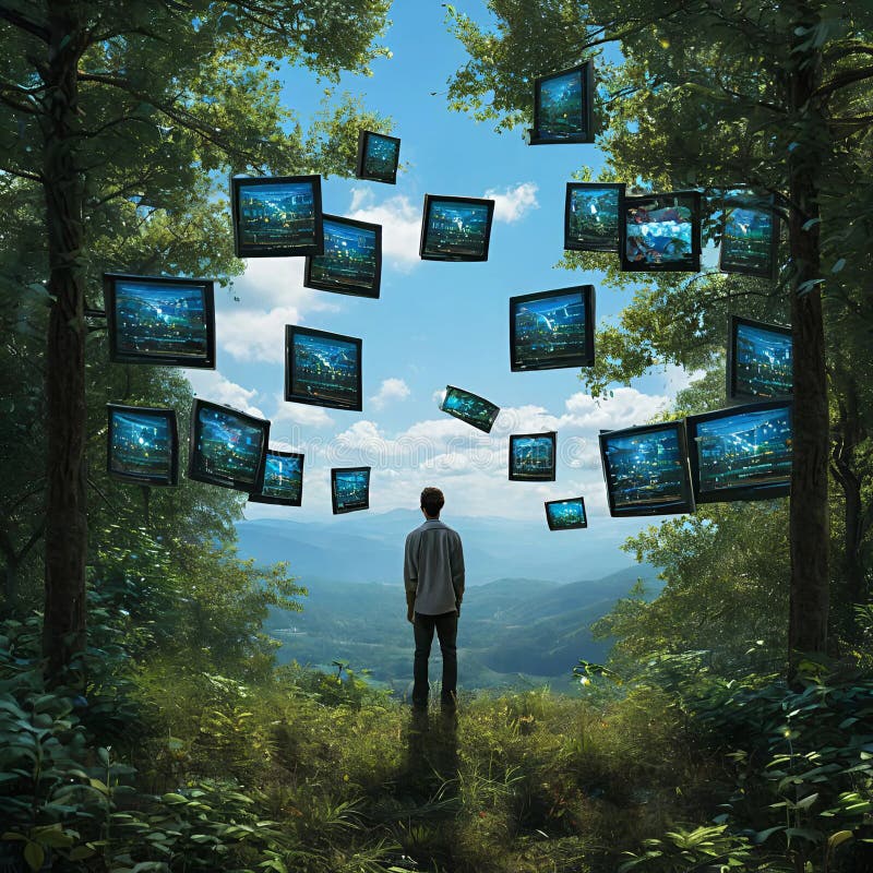 Virtual Reality Escape. Image is Generated Using AI Stock Illustration ...