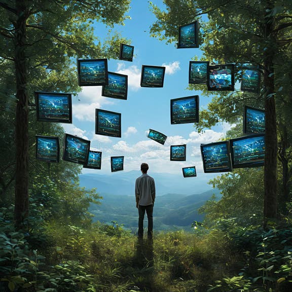 Virtual Reality Escape. Image is Generated Using AI Stock Illustration ...