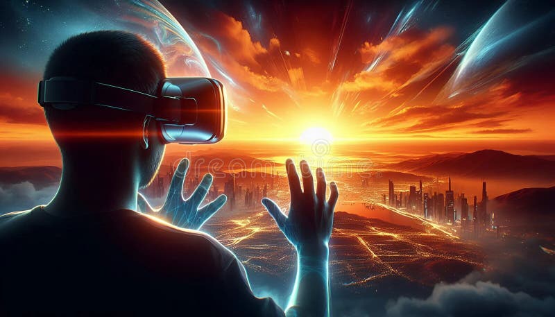 Virtual Reality Escape. Image is Generated Using AI Stock Illustration ...