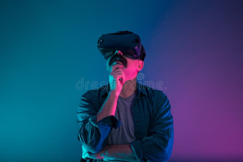 Virtual Reality Experience Concept with Man Model Stock Photo - Image ...