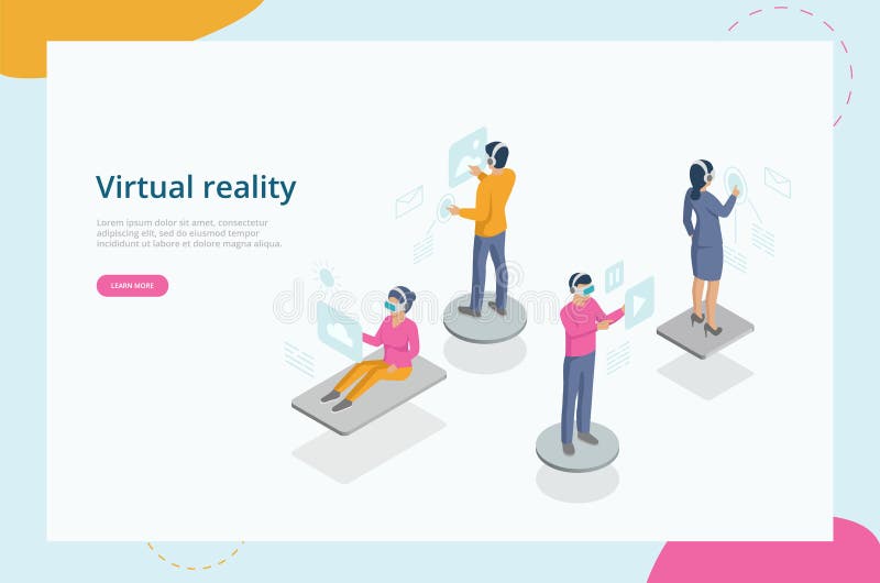 Virtual Reality Experience Concept. People Move Objects Around Using a ...