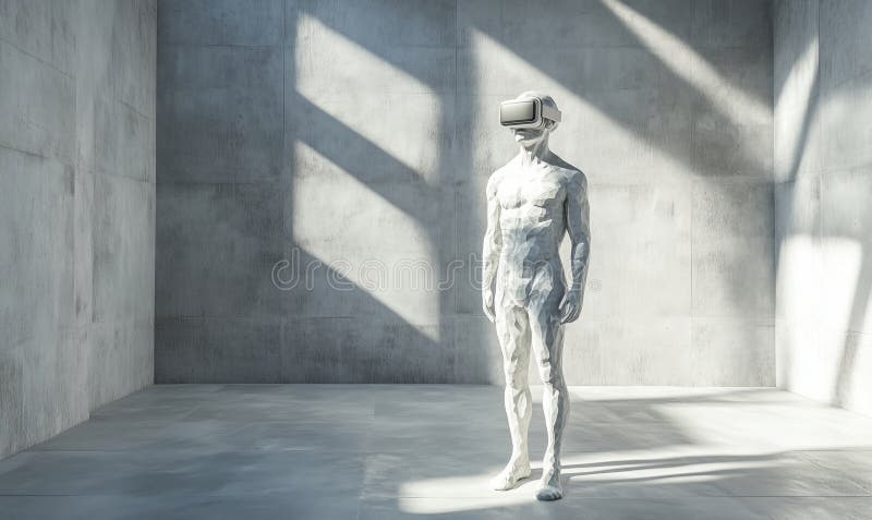 Virtual Reality Experience with Humanoid Figure in Minimalist Concrete ...